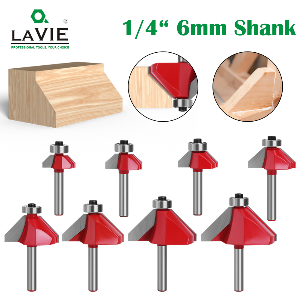 LAVIE 1pc 6mm 6,35mm Shank 45 Graus Chanfrado Roteador De Borda De ...