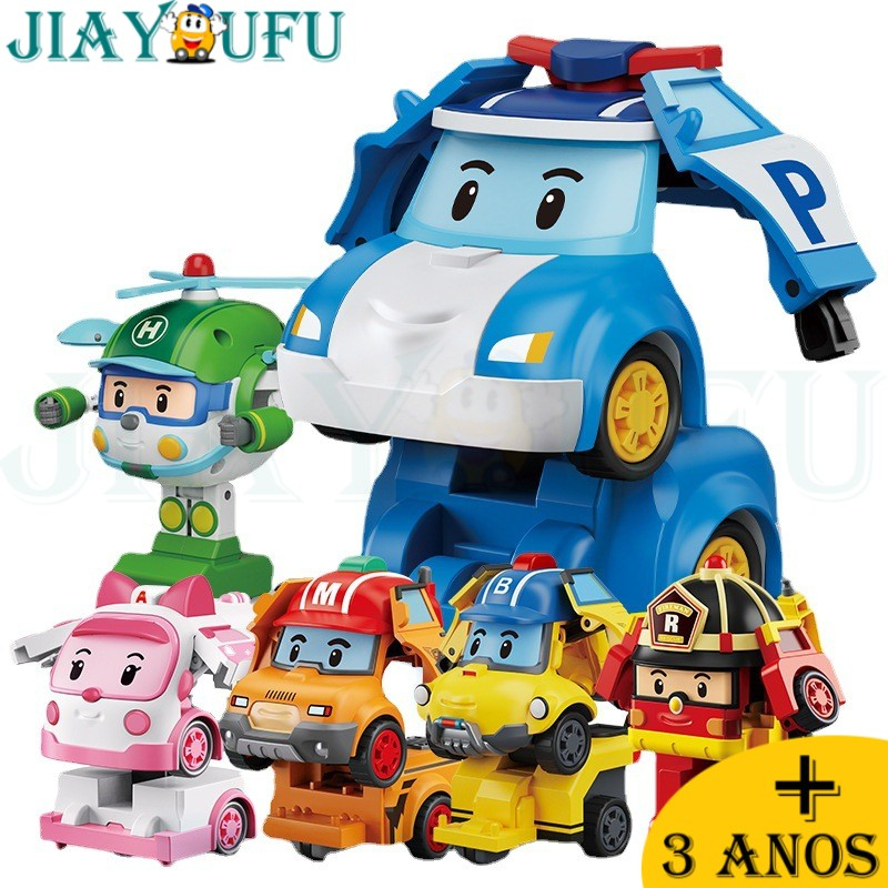 Conjunto de 6 peças Robocar POLI Robô Carro Para Crianças Brinquedo ...
