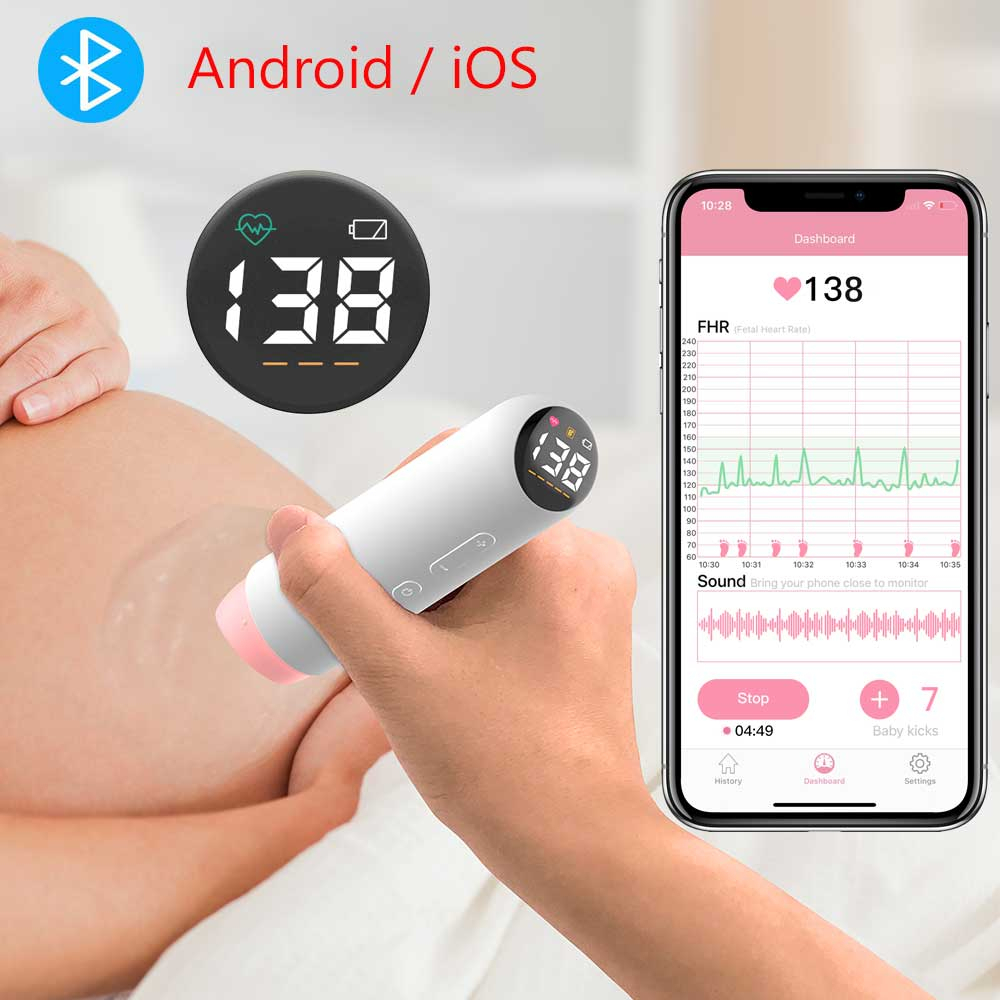 Monitor De Fetal Doppler Bluetooth Recarregável Coração Bebê ...