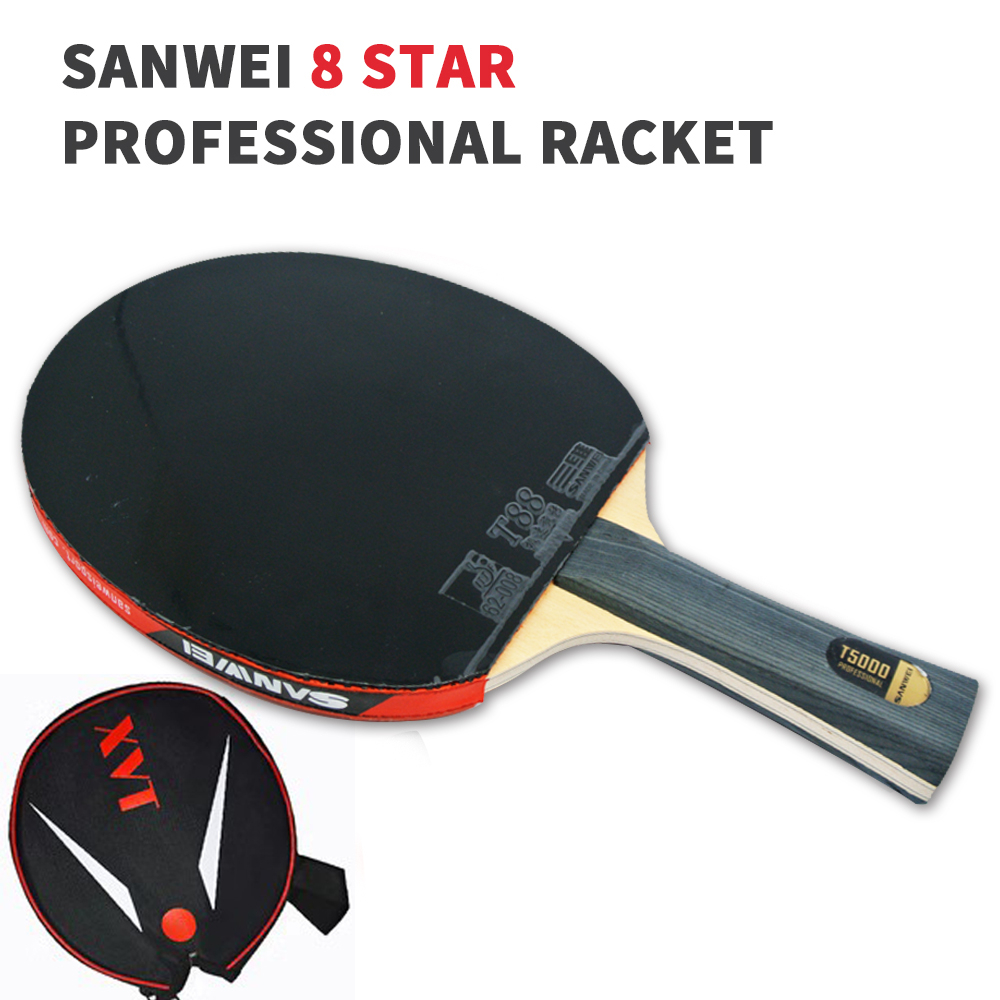 SANWEI 8 Estrelas De Fibra De Carbono Profissional Raquete De Tênis De Mesa/Pingue-Pongue Enviar ...