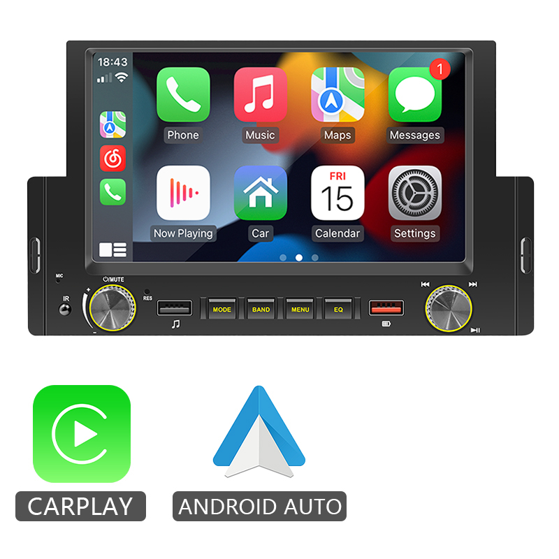 Central Multimídia Carplay Automotivo 1 Din MP5 Bluetooth Com Tela De Toque 6.2 Polegadas USB ...