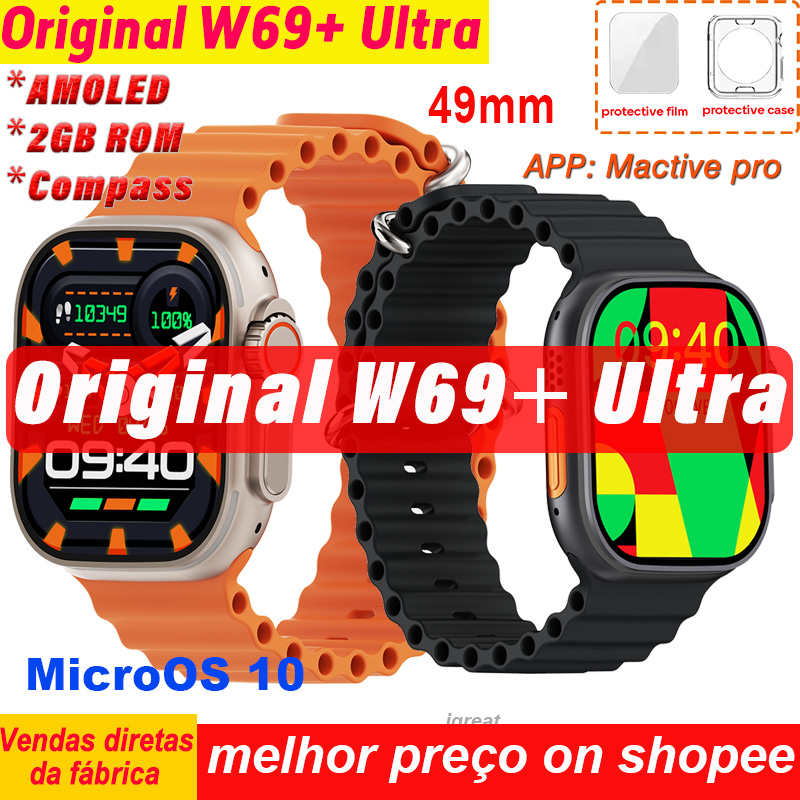 Microwear W69 + Ultra AMOLED Relógio Inteligente 2GB ROM 49MM 9 Série Bússola GPS Rastreador NFC ...