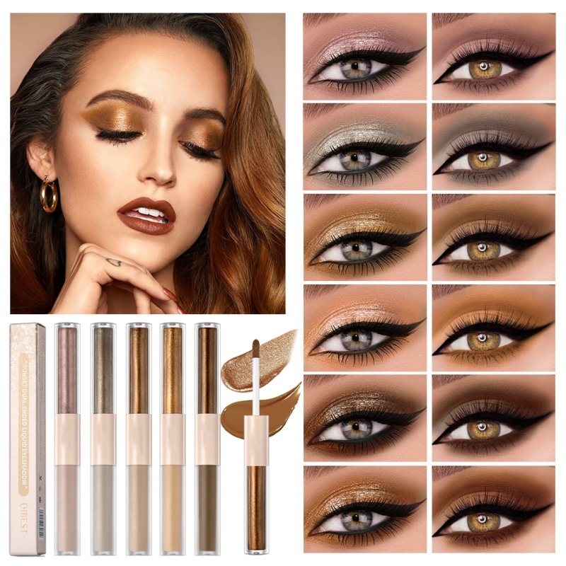 6 Cores Sombra Dupla Cabeça 2 Em 1 Líquida Brilhante Mate De Longa ...