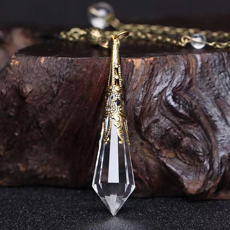 Pêndulo De Cristal Branco Natural Pingente Ametista Rosa Citrino Prisma Hexagonal Coluna Yoga ...