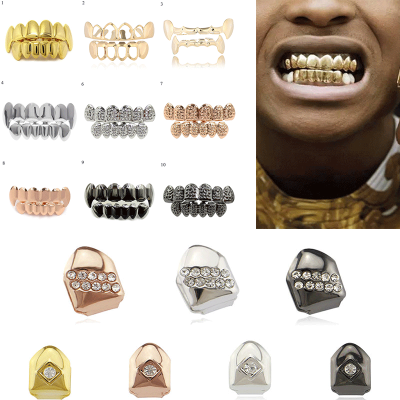 BP Hip Hop Gold Teeth Top Bottom Grills Dental Mouth Punk Teeth Caps ...