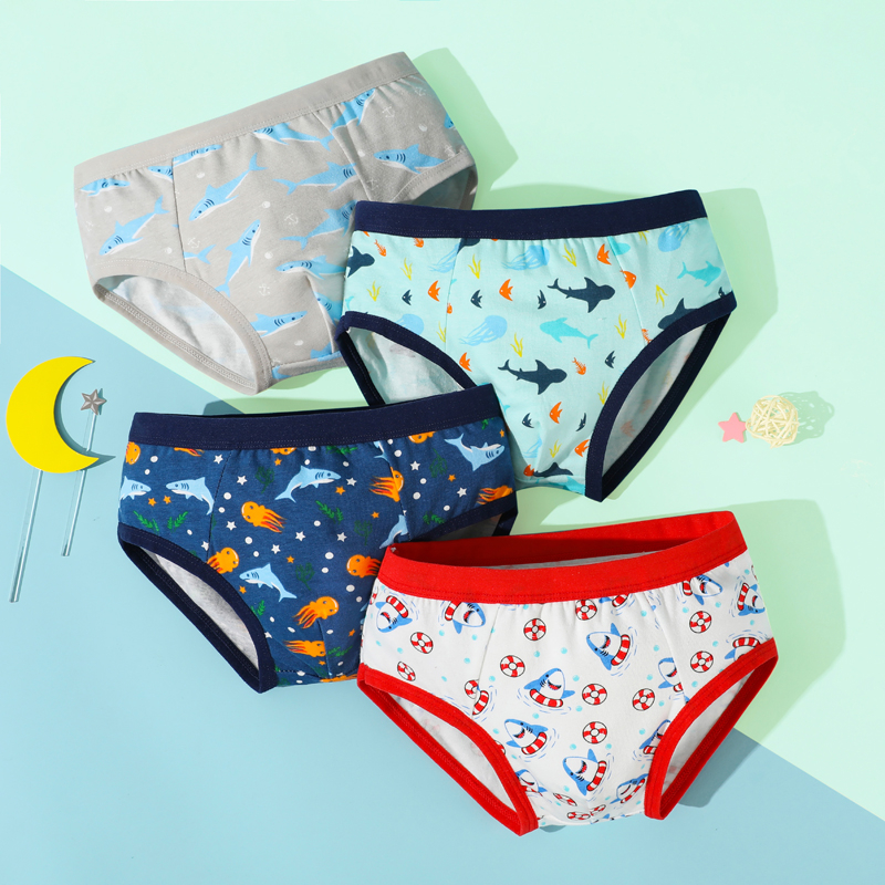 4 Peças De Roupa Íntima Infantil De Algodão Macio Kids Boy Underwear ...