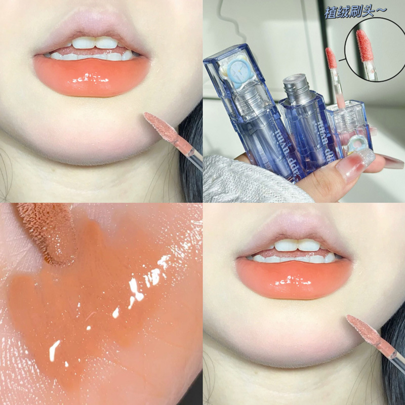 Esmalte labial de espelho de tubo azul/vidro de água de cor pura doodle ...