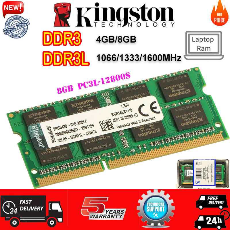Valor Kingston RAM DDR3 DDR3L 4GB 8GB stick De Memória Para Notebook 1066/1333/1600MHz PC3L ...