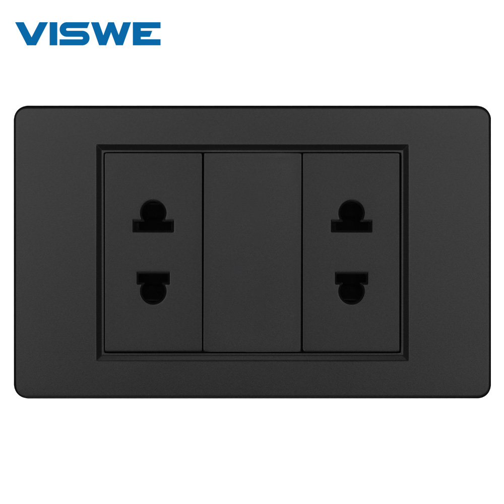 VISWE wall Socket 2 Gang Universal Duplex Utility Outlet Set PC Painel De 2 Pinos Tomadas ...