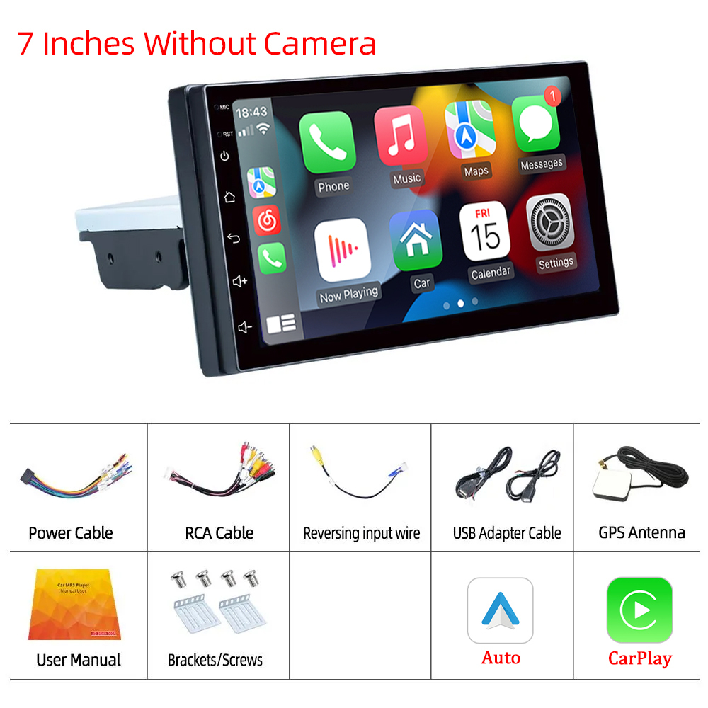 Hippcron Carro Multimídia Carplay Android Reprodutor De Vídeo 1 Din 7/9 Polegadas Bluetooth GPS ...
