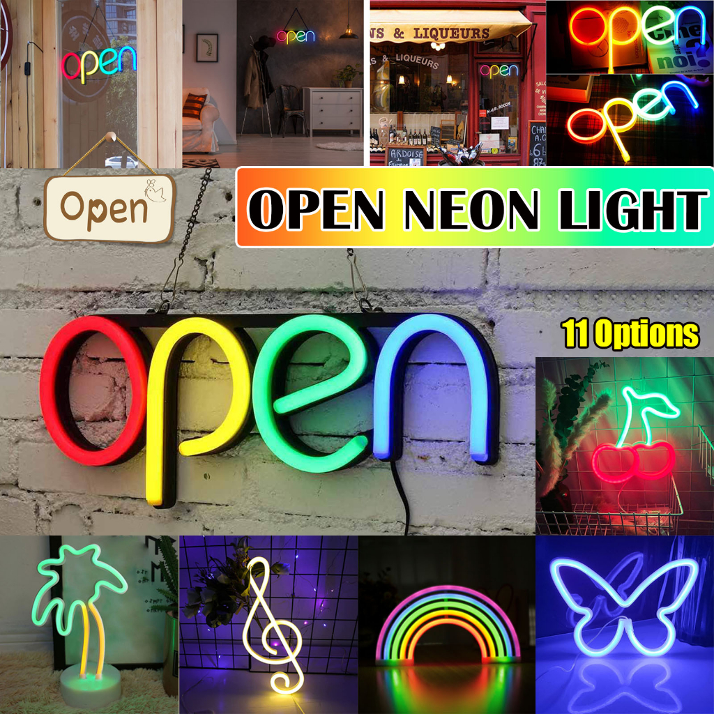 Luzes De Neon Open LED Luz Nocturna Ultra Brilhante Colorida Para ...