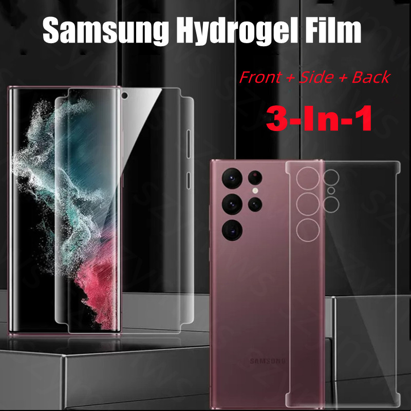 3-Em-1 Protetor De Tela Hydrogel De Cobertura Total Para Samsung Galaxy S23 S22 S21 Ultra Plus ...