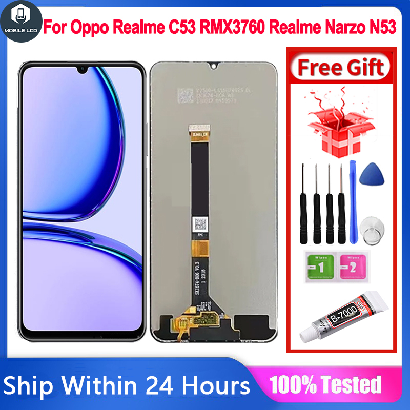6.74 " Original Para Oppo Realme C53/Nota 50 Narzo N53 RMX3761 Display ...
