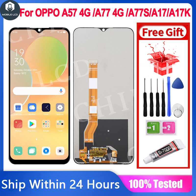 6,56'LCD Original Com Moldura Para O OPPO A57 4G CPH2387/A77 4G CPH2385 ...