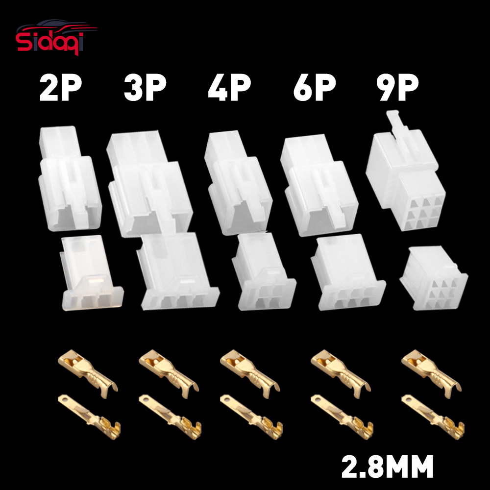 5 Conjuntos 2,8mm 2P/3P/4P/6P/9P Pino Automotivo Fio Elétrico Conector Macho Fêmea Kits De ...
