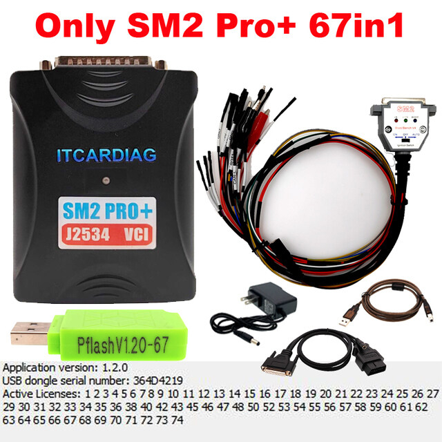 SM2 Pro + J2534 Programador VCI ECU Read & Write PCM 67 Em 1 FLASH ...