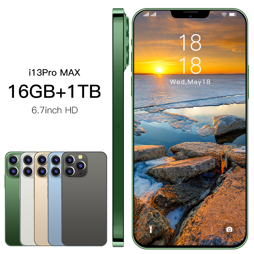 Novo smartphone i13 Pro Max 16 + 1TB De Telefone Acessível De 6,7 Polegadas dual SIM - Escorrega ...