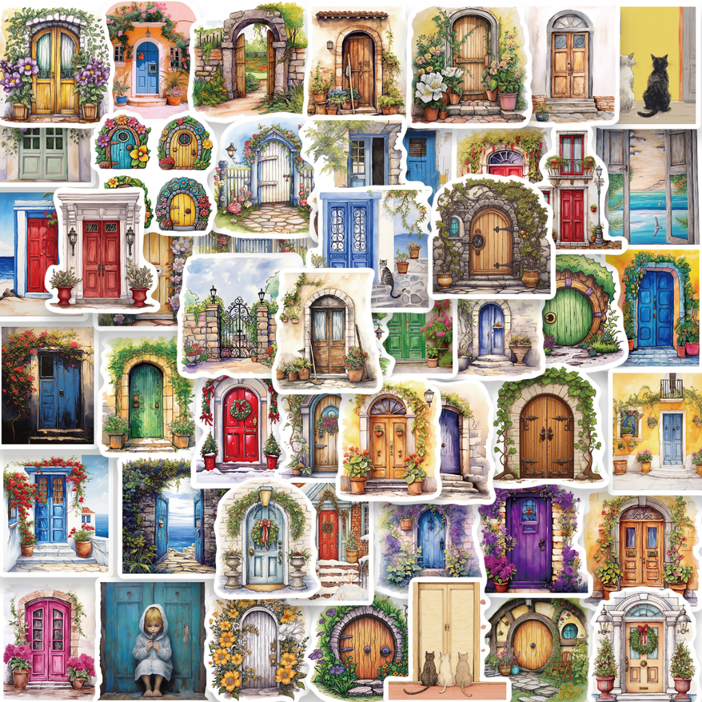 50pcs Flower Gate E Cat Retro stickers Estilo Pintura A Óleo Exquisite ...