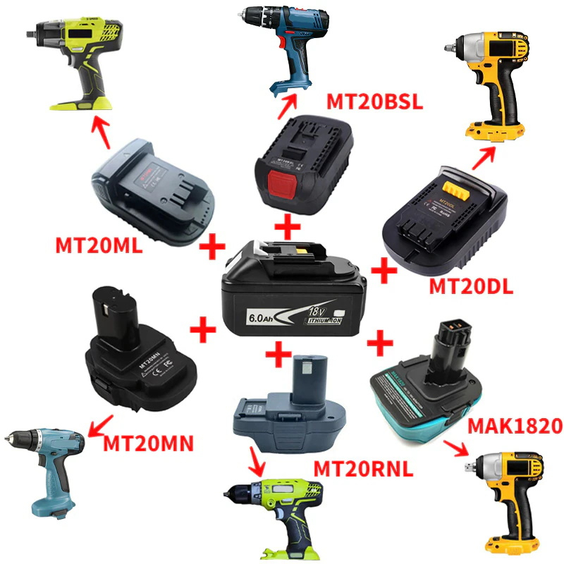 Adaptador de bateria para bateria de íon-lítio Makita 18V para ferramenta elétrica Milwaukee ...