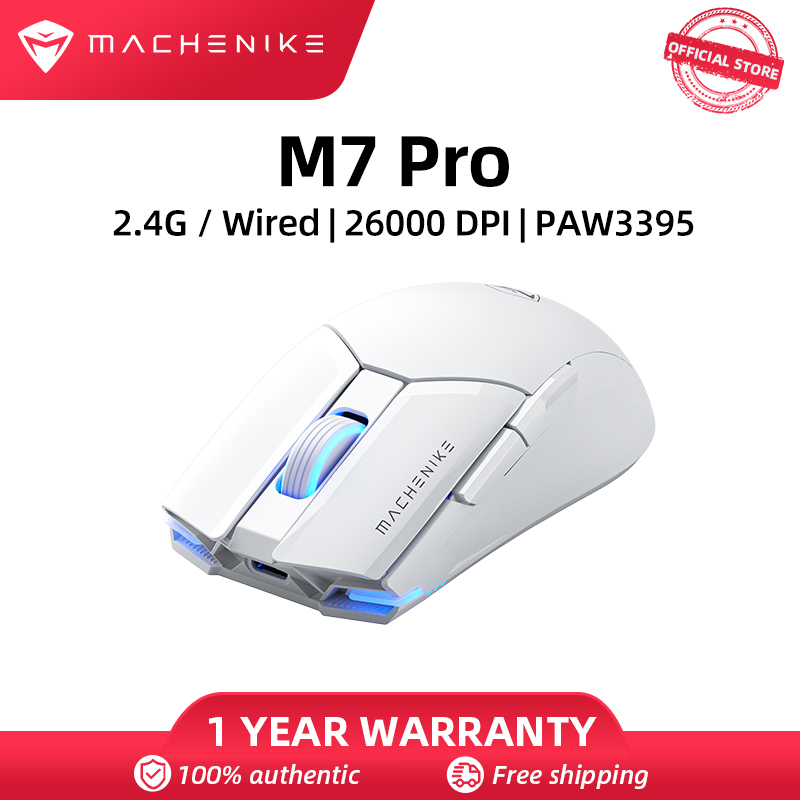 Rato para jogos Machenike M7 Pro PAW 3395 Rato sem fio de modo duplo Ratos para jogos ultraleves ...