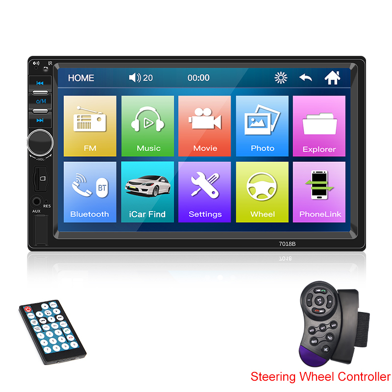 Central Multimídia MP5 Automotiva 1 Din Bluetooth USB/AUX/TF 7 Polegadas Com Mirrorlink Touch ...