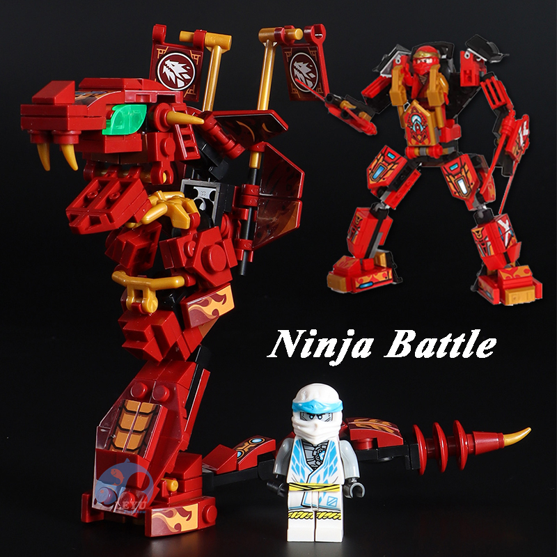 Blocos Toy Ninja Battle Building Blocks Fire Fang Mech 4 Kit Brinquedos ...