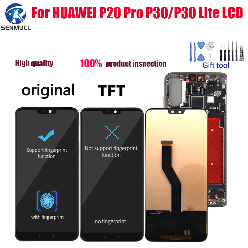 TFT Para Huawei P20 Pro P30/P30 Lite Display LCD Tela De Toque Digitador Assembléia Com Quadro ...