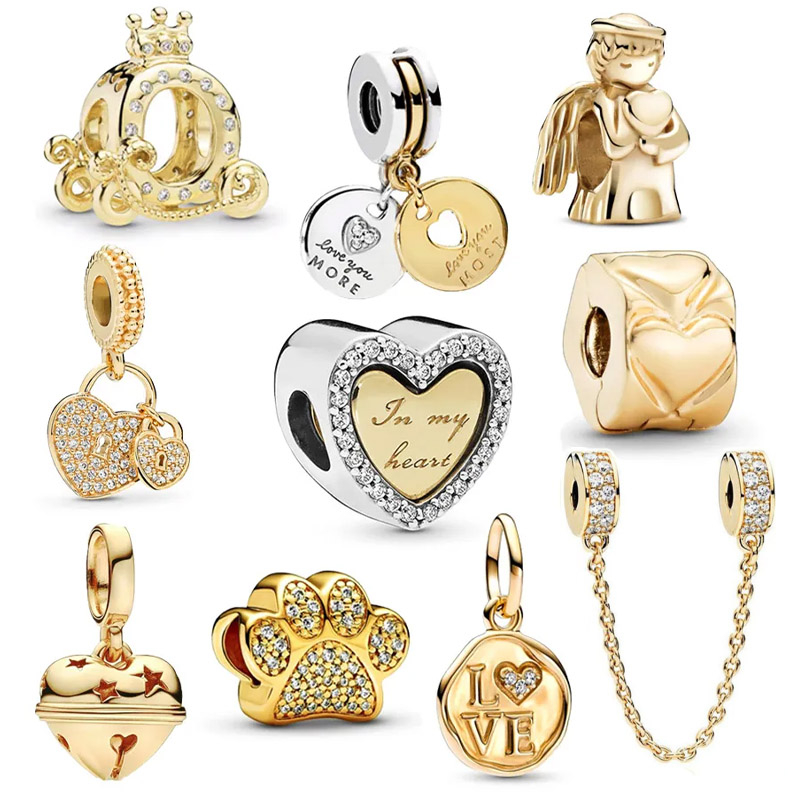 Prata Dourada 925 Libras Esterlinas Cintilante Carimbo De Amor & Sino ...