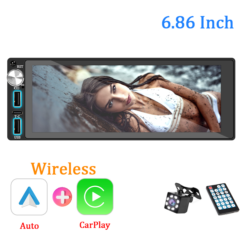 Central Multimídia Carplay Android Automotivo MP5 1 Din Bluetooth Portas USB Tipo C De 6,86 ...