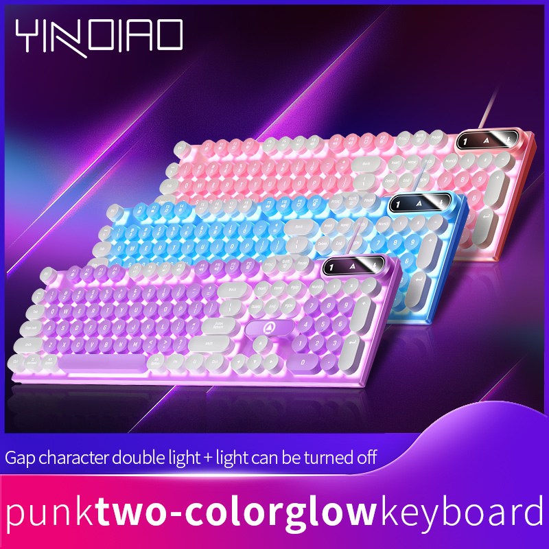 Silver Eagle K600 E-Sports Mechanical Feel Chicken Game Teclado Luminoso Punk Color Matching ...