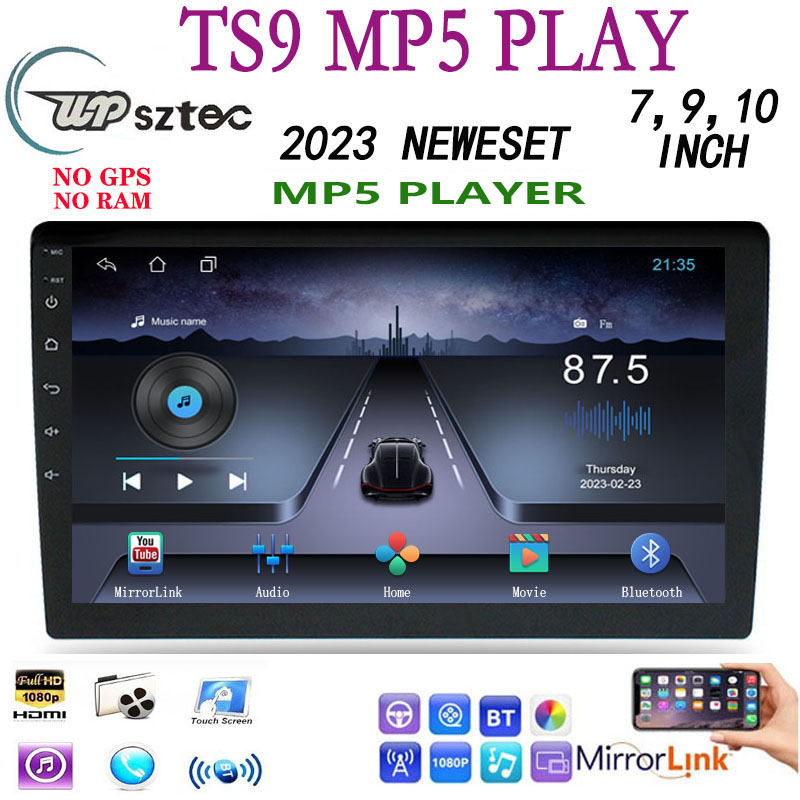 MP5 De 9 " Polegadas MP5 Car Stereo Mirrorlink 2 Din TS9 Rádio MP5 Player FM Estéreo Bluetooth ...