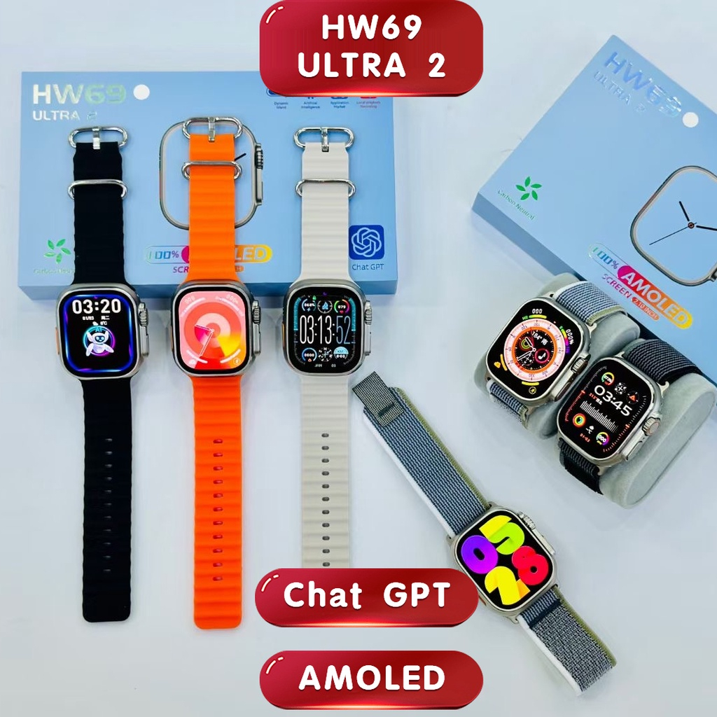 O Mais Recente Em 2023 HW69 Ultra 2 AMOLED Smart Watch Men Controle Por ...