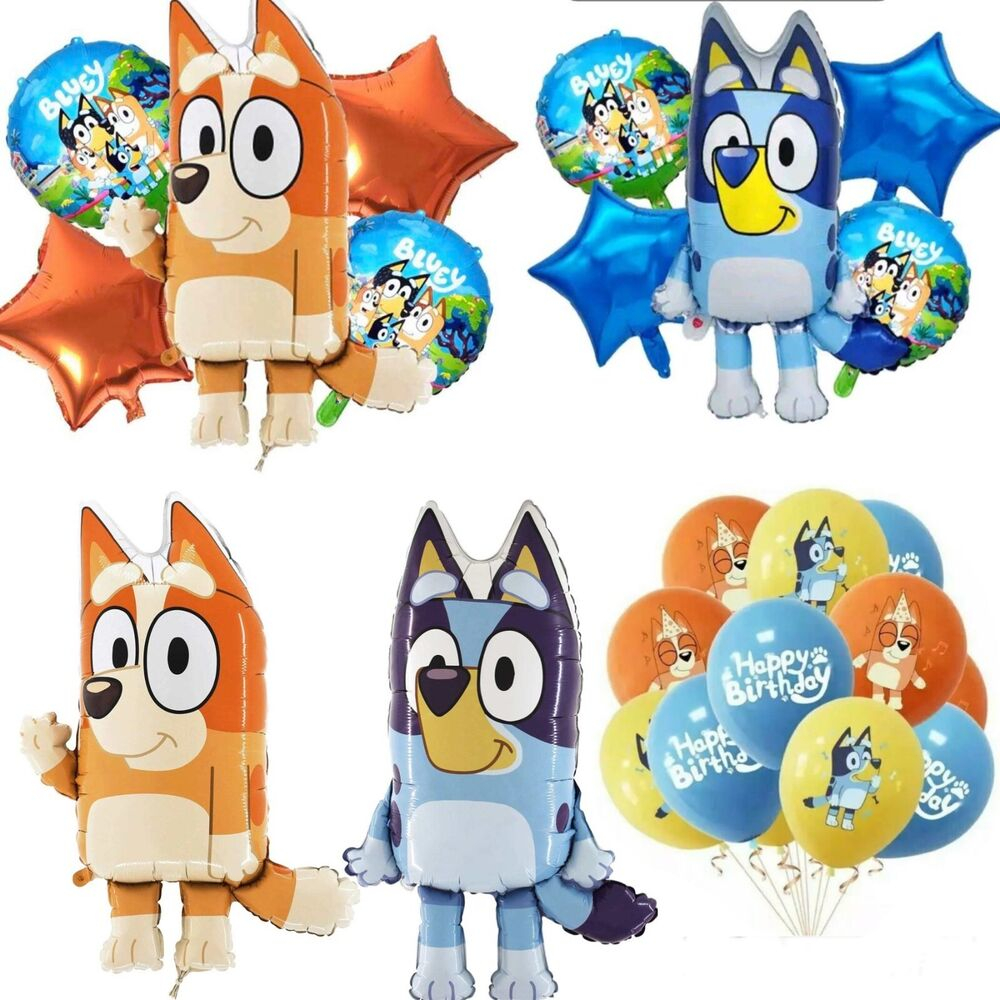 Bluey Balloon Cartoon Theme Aluminum Film Blue Dog Personagem De ...