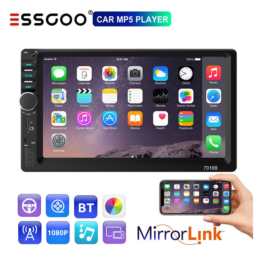 Rádio Automóvel ESSGOO Universal 2 Din 7018B MP5 Player 7 INCH HD Tela Sensível Ao Toque ...