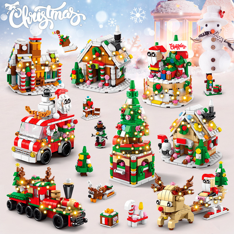 Blocos de Natal Elk Christmas Tree Building Blocks Pequenos blocos de ...