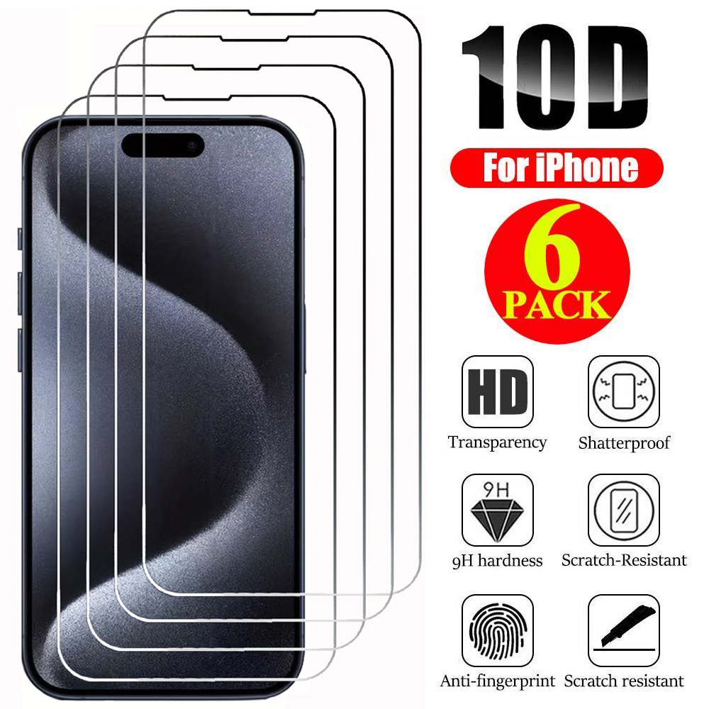 [6 Pacote] Protetor De Tela De Vidro Temperado Para iPhone 15 14 13 12 11 Pro Max 14 15 Plus 12 ...