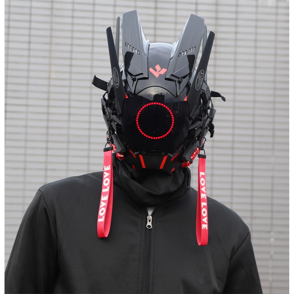 Máscara Cyberpunk Headgear Halloween face Inteira Mecha Escudo | Shopee ...