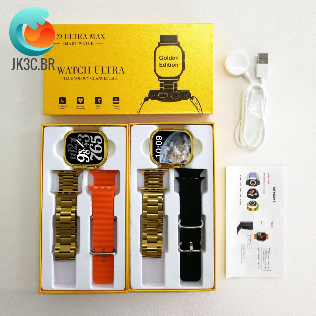 C9 Ultra MAX Gold Relógio Inteligente NFC Sem Fio Smartwatch Bluetooth ...