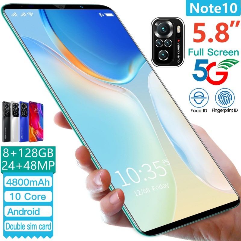 Celular Note10 Smartphone 5.8Polegadas Android Celulares 8GB RAM 128GB ROM 5G Celular Barato ...