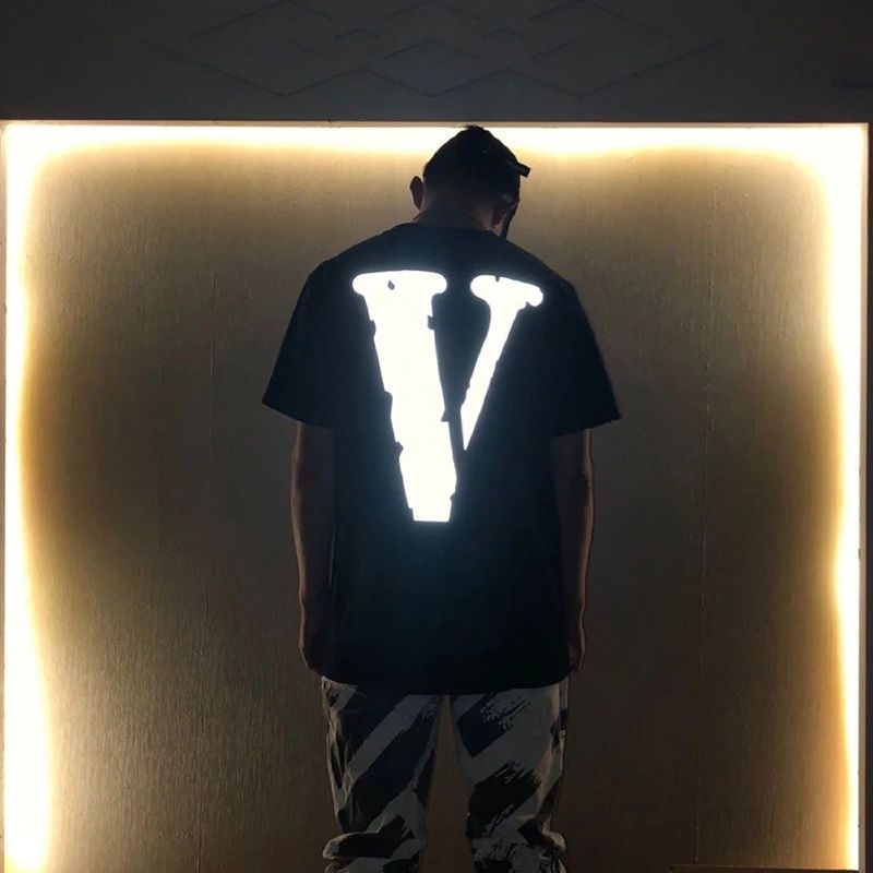 Chaopai Vlone Reflexivo Grande V Manga Curta Masculino E Feminino Wang ...