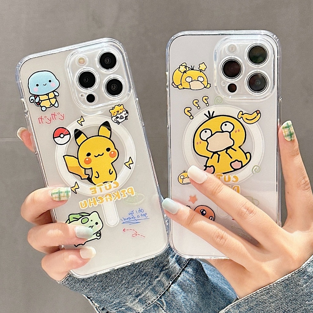 Para iPhone 16 Pikachu Psyduck Pokémon Capa De Telefone Magnética Apple ...