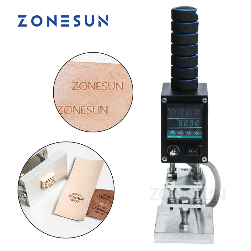 ZONESUN DIY Máquina Manual De Estampagem Couro Com Gofragem A Quente De ...