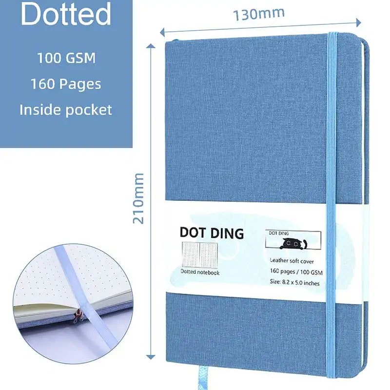 Novo bujo Notebook Journal Dots Páginas A5 , Capa Macia De Couro , 160 ...