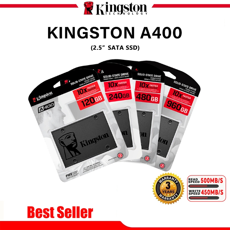 Kingston A400 SSD Sata 3 Unidade De Estado Sólido De 2,5 Polegadas-960GB 120G/240/480G | Shopee ...