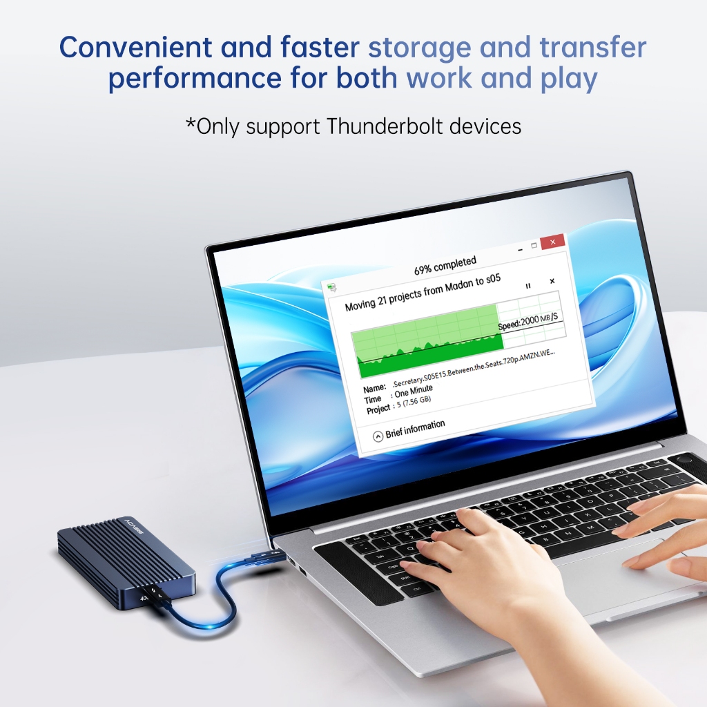 ACASIS Thunderbolt4 40Gbps M . 2 Caixa NVME SSD 8TB Tipo C ACASIS Thunderbolt4 40Gbps M . 2 Caixa NVME SSD 8TB Tipo C