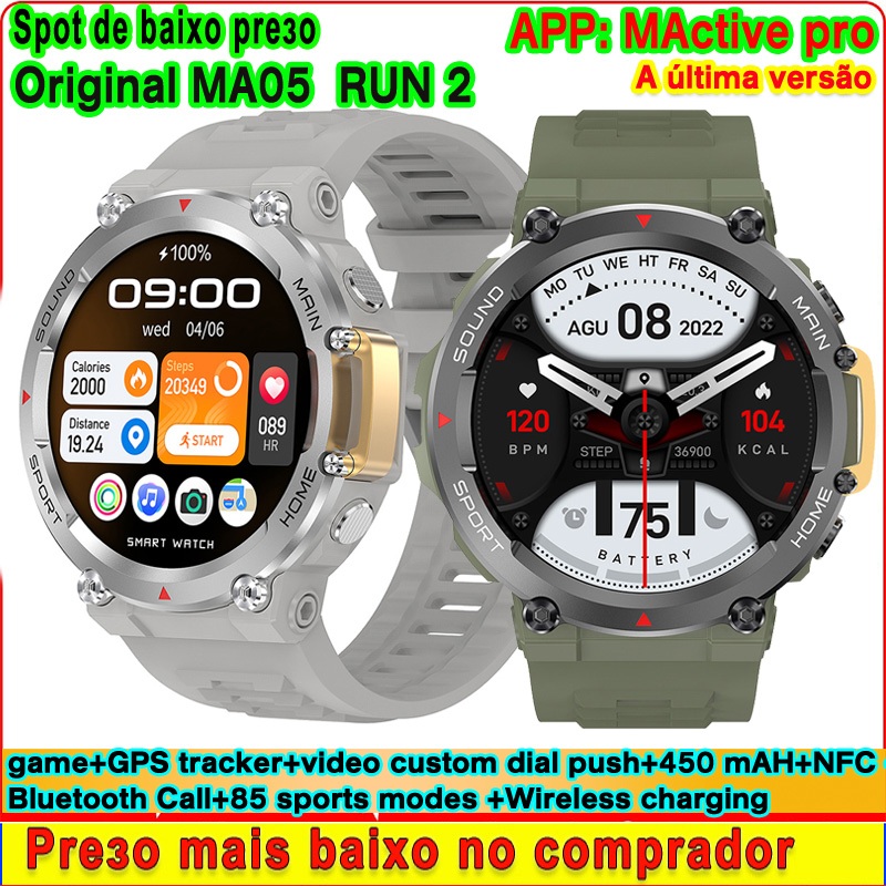 RUN 2 Smart Watch MA05 Rastreador GPS NFC Ao Ar Livre ECG SOS Jogo De Chamadas Bluetooth ...
