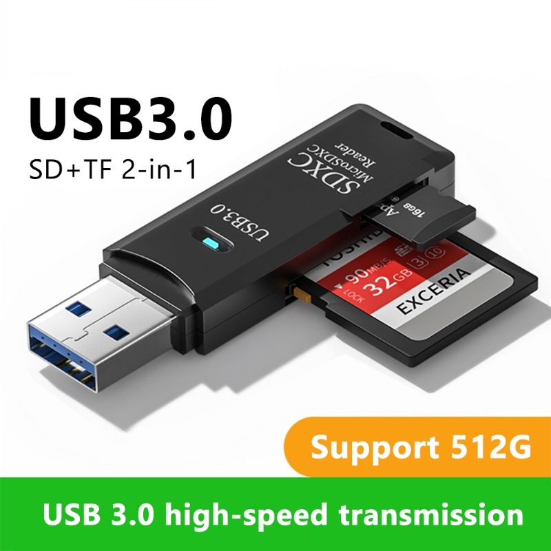 Leitor De Cartões 2 Em 1 USB 3.0 De Memória Suporte SD TF Card Transmissão De Alta Velocidade ...