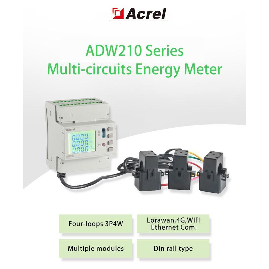 Acrel ADW210-D10 Din-rail Tipo Multi Circuitos Medidor De Energia AC 3 ...