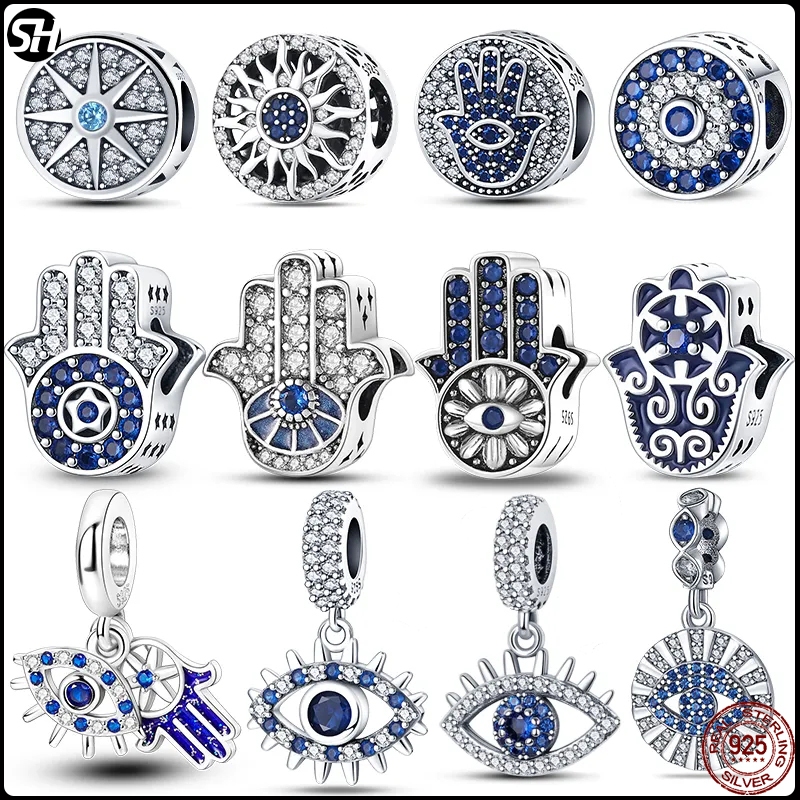 Pandora Devil Eye Palm Beads Charm Prata 925 Silver Fatima Hand ...
