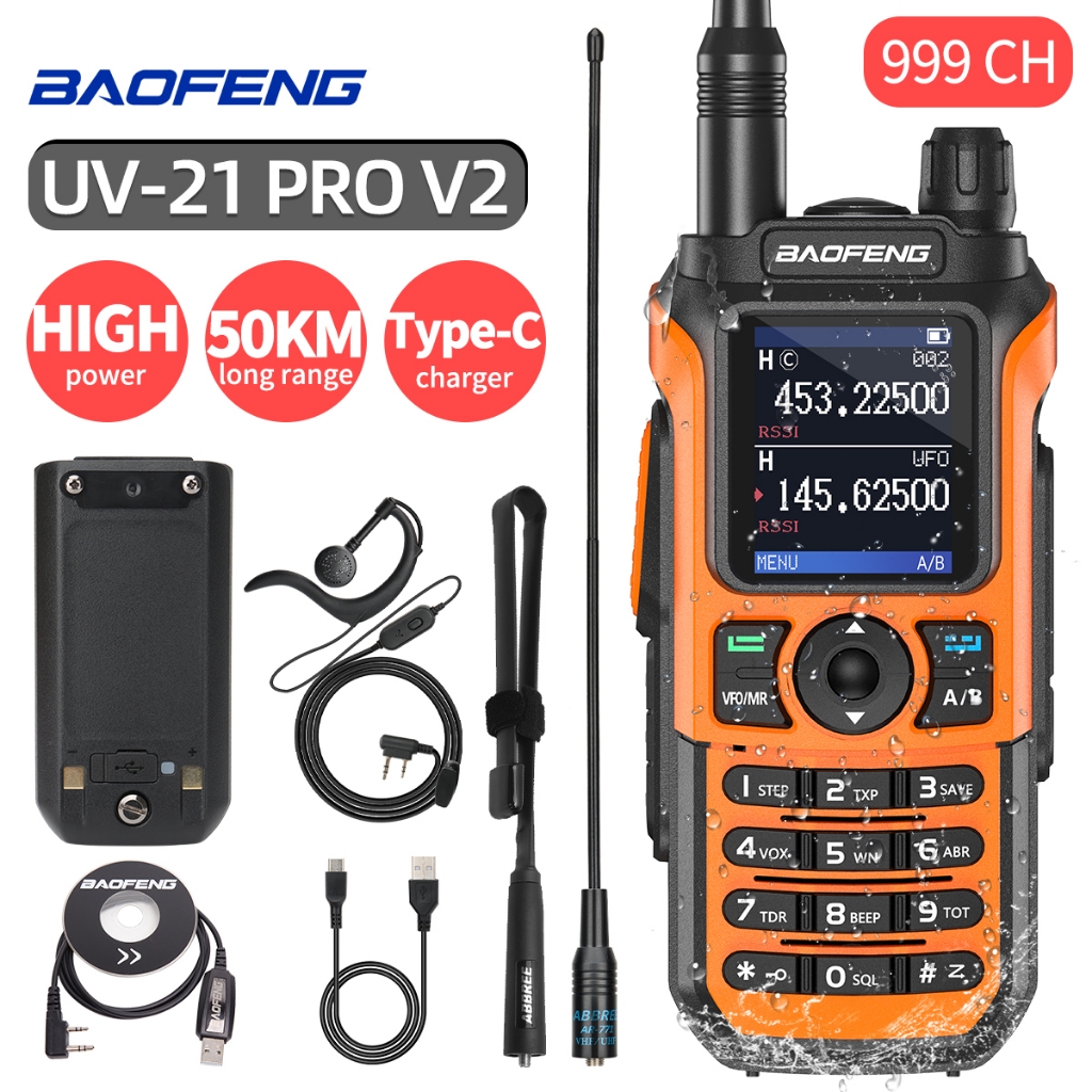 Baofeng UV-21 PRO V2 Walkie Talkie Sem Fio Freqüência De Cópia 16 KM Rádio Bidirecional TYPE-C ...